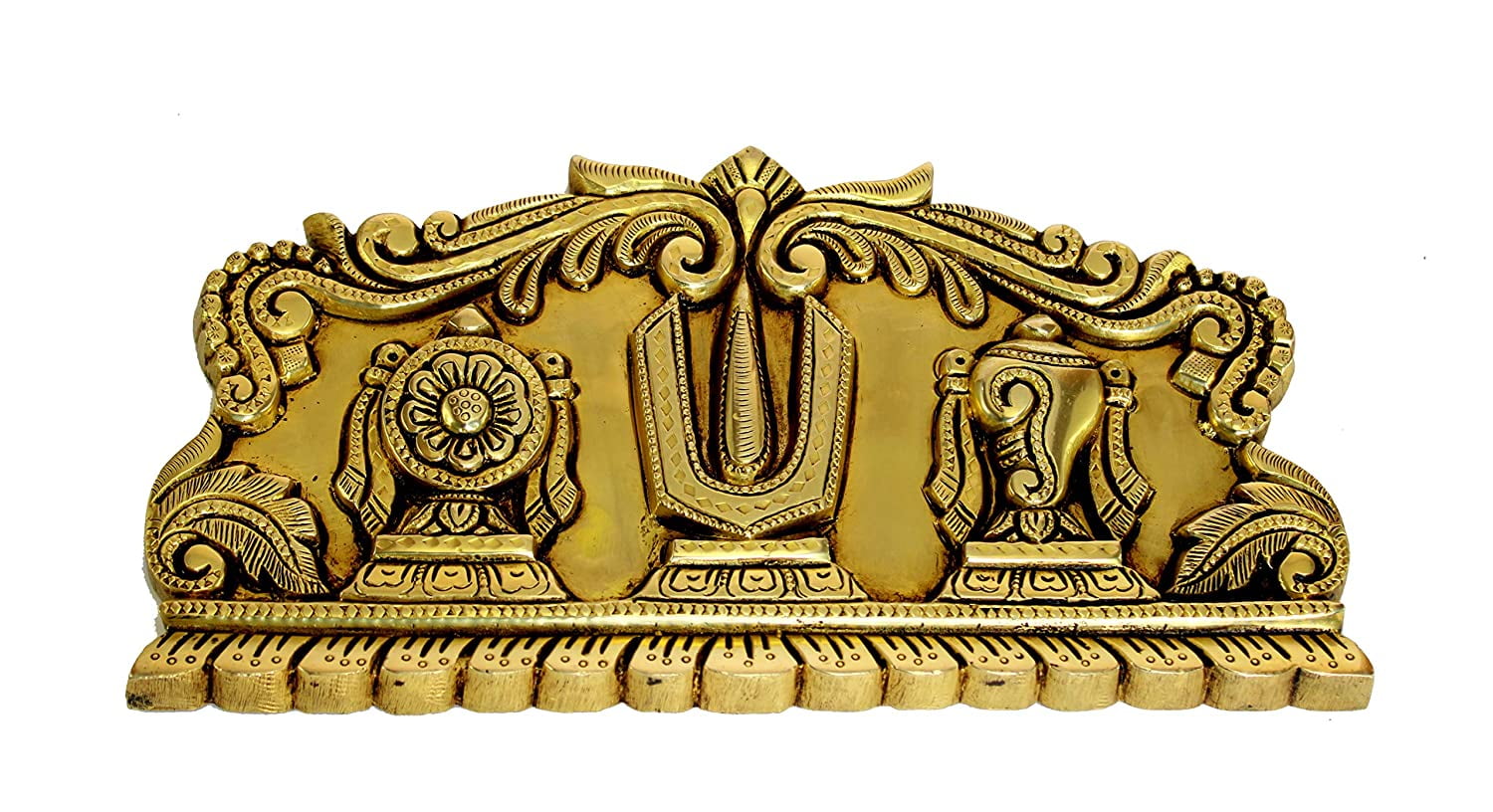 Brass Shankh Chakra Namah Showpiece | Padmanabha Swami | Vishnu | Home ...