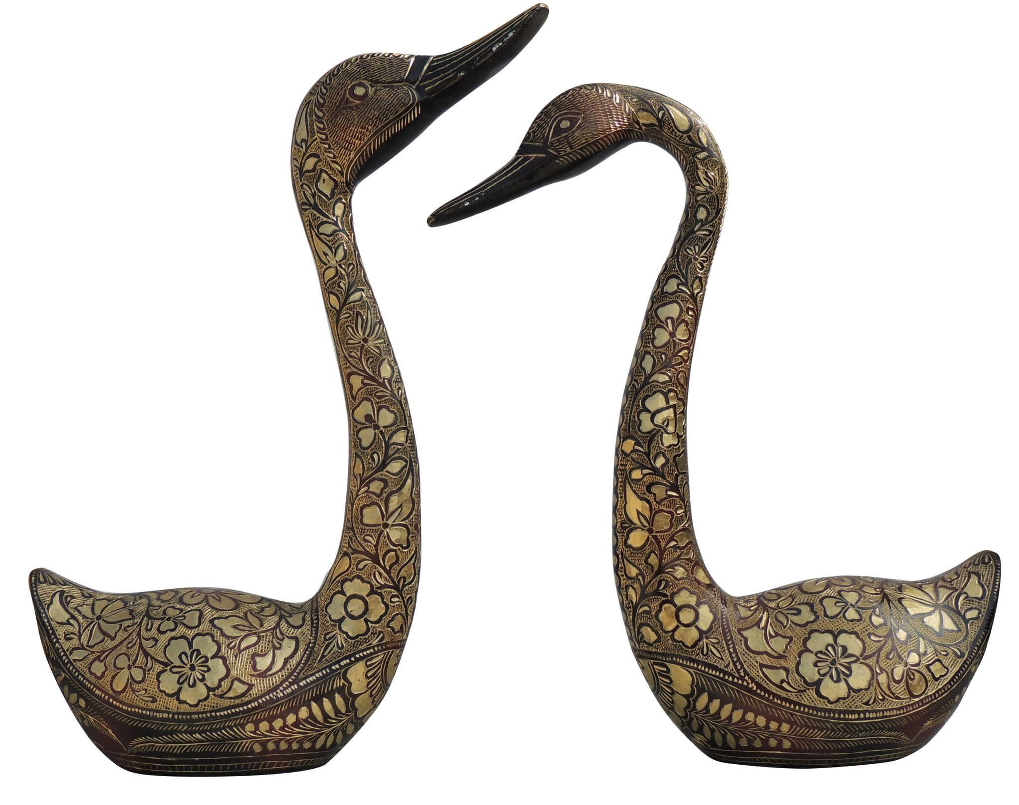 Brass Showpiece Duck Pair 3.16kg, Vintage Brass Swan, Showpiece Duck ...