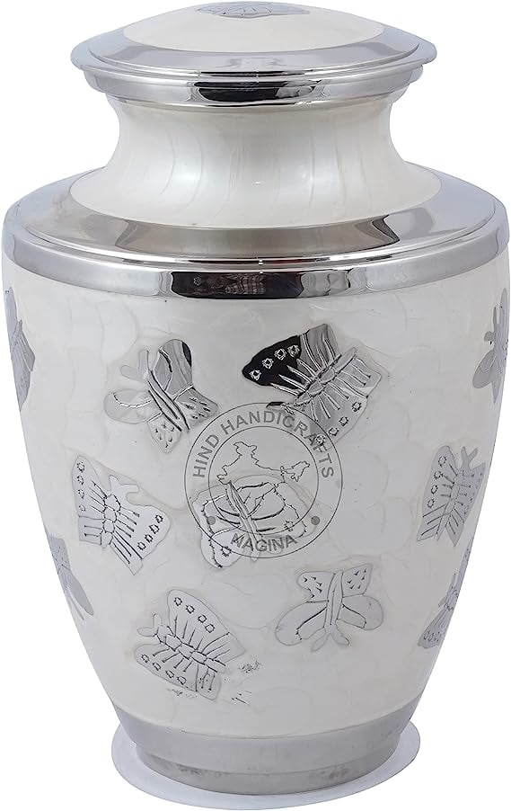 Brass Silver Engraved Butterfly Adult Cremation Urn for Human Ashes ...