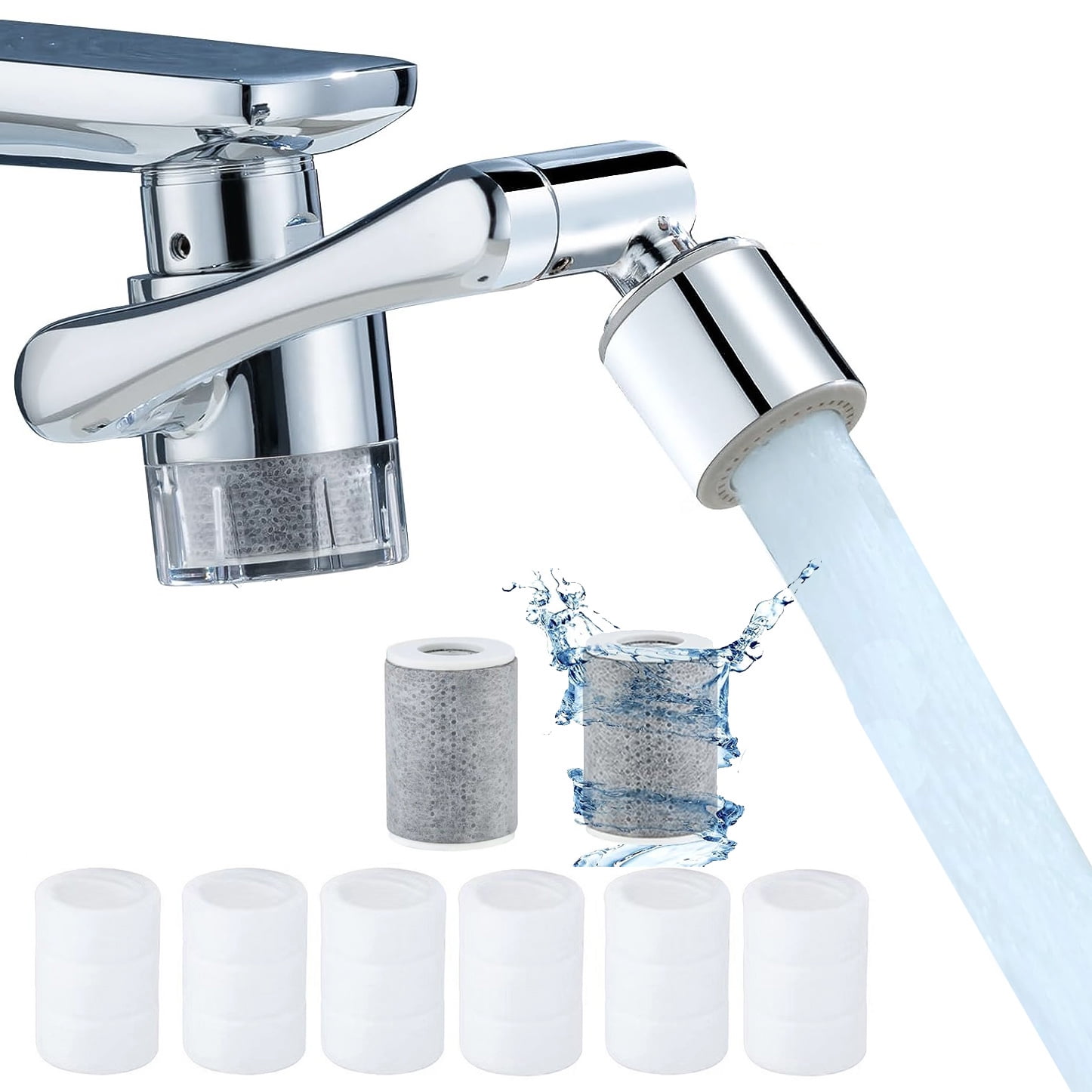 Brass Sink Faucet Extender Aerator 1080°Rotate Robotic Arm Water Filter ...