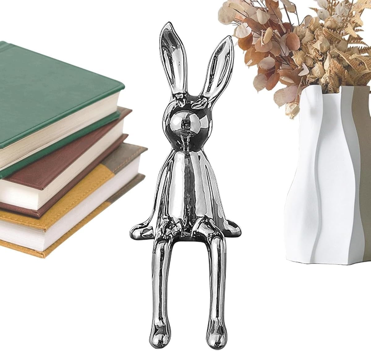 Brass Sitting Bunny, Ceramic Electroplate Rabbit Figurine, Collectible ...