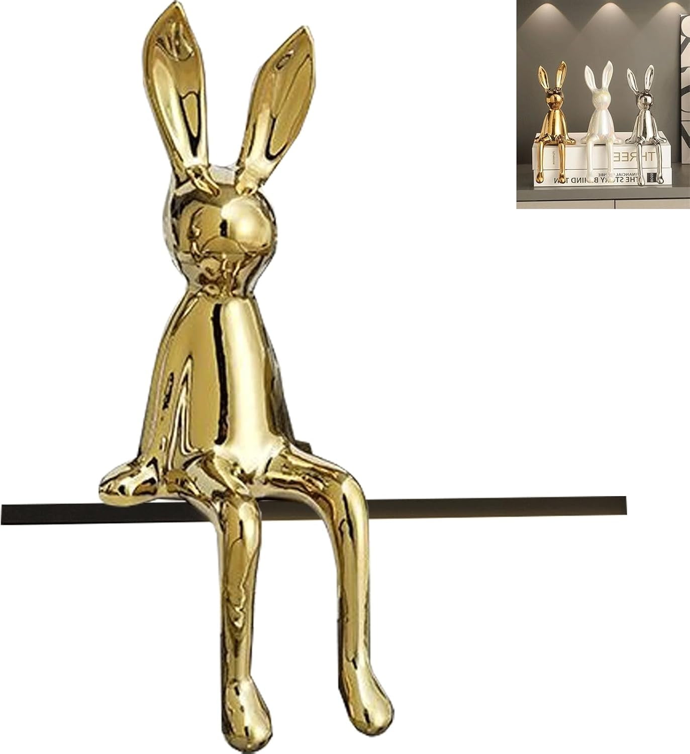Brass Sitting Bunny，Sitting Bunny for Shelf, Cute Rabbit Shelf ...
