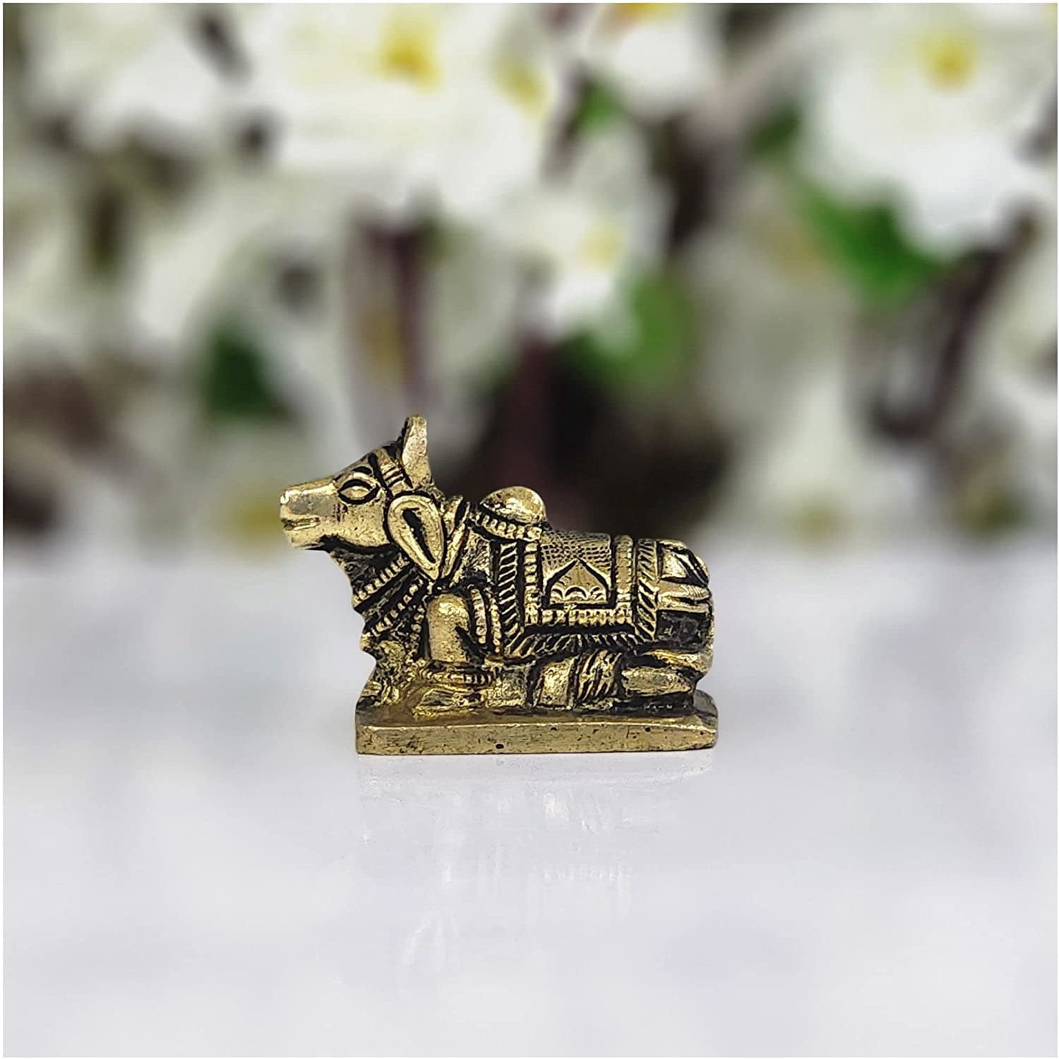 Brass Sitting Nandi Statue Sacred Bull Gatekeeper & Vehicle of Shiva ...
