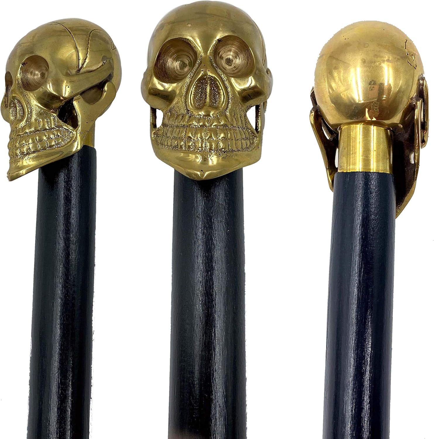 Brass Skull Knob Walking Cane in Wood | 36 Inch Mens Walking Cane ...
