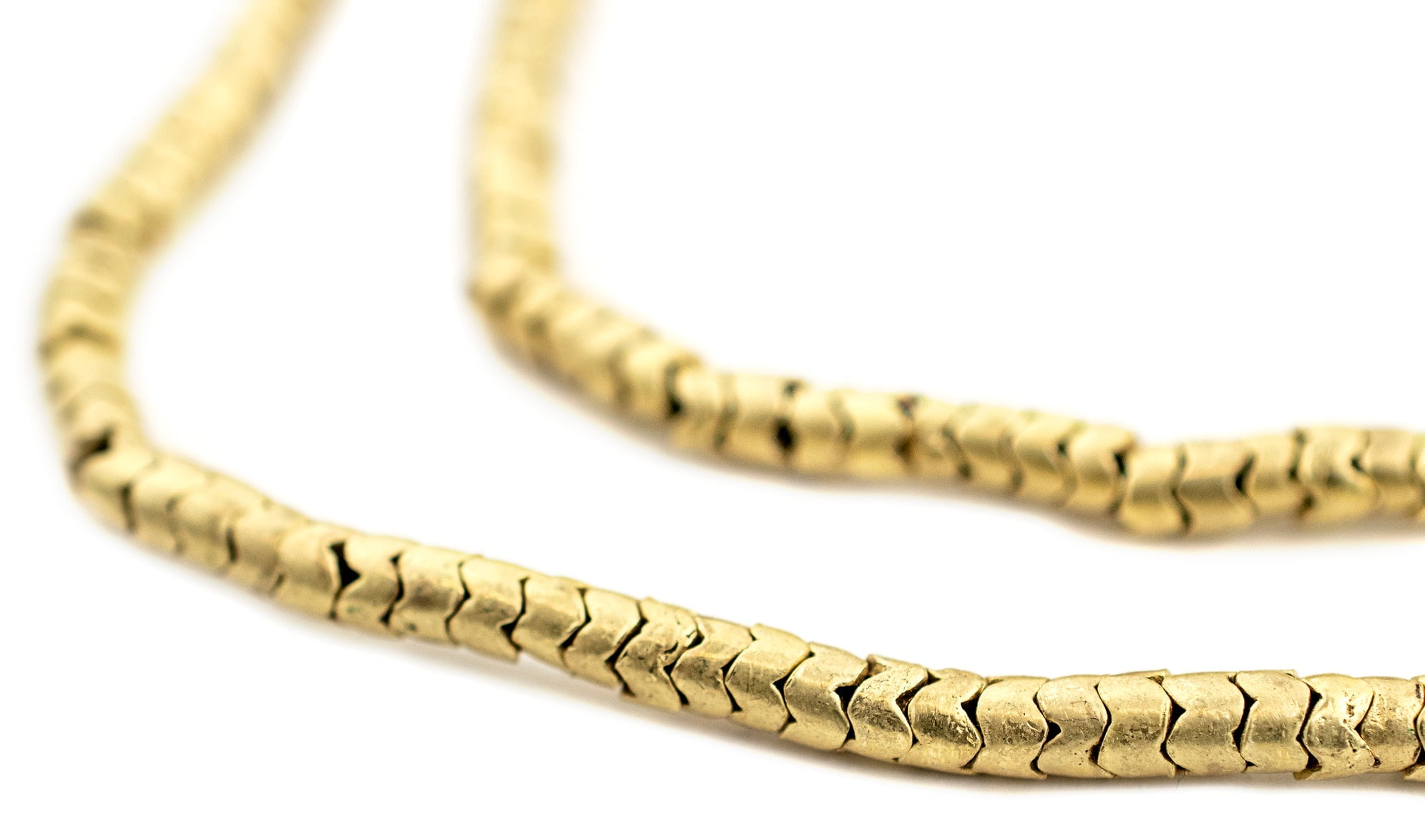The Bead Chest Brass Snake Beads - Full Strand of Interlocking ...