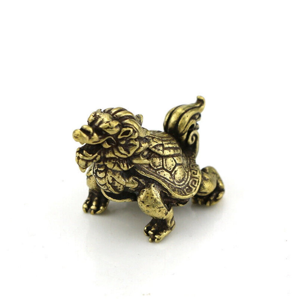 Brass Solid Dragon Turtle Figurine Small Statue Home Ornament ...