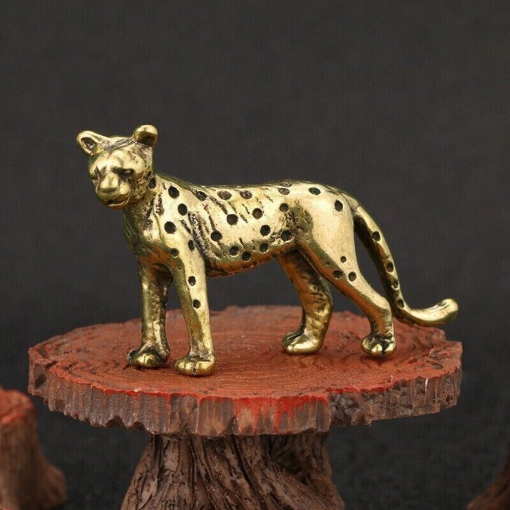 Brass Solid Leopard Figurine Statue Animal Figurines Home Ornaments ...