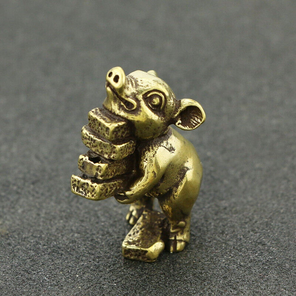 Brass Solid Pig Figurines Small Pig Statue House Ornament Animal ...
