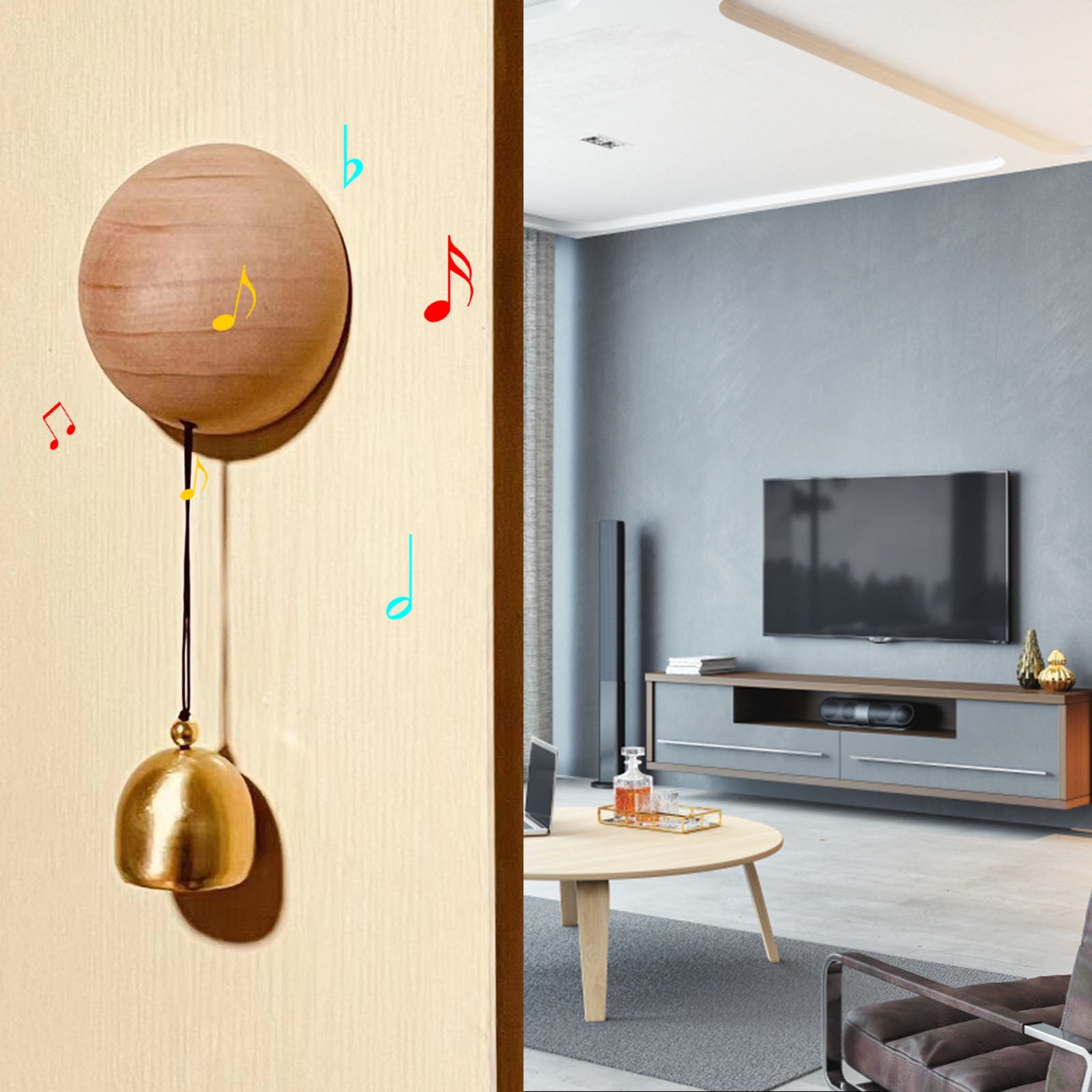 Brass Solid Wood Dopamine Doorbell - Magnetic Absorber, Car Gift & Home ...