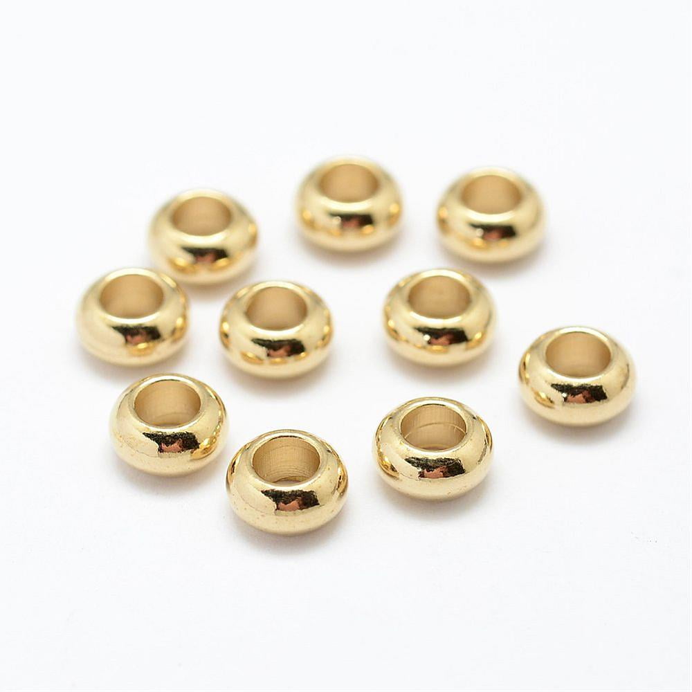 Brass Spacer Beads Nickel Free Rondelle Raw(Unplated) 8x4mm Hole: 4mm ...