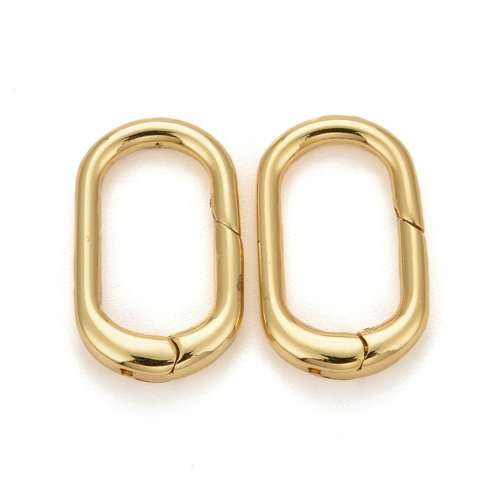 Brass Spring Gate Rings Long-Lasting Plated Oval Real 18K golden Plated ...