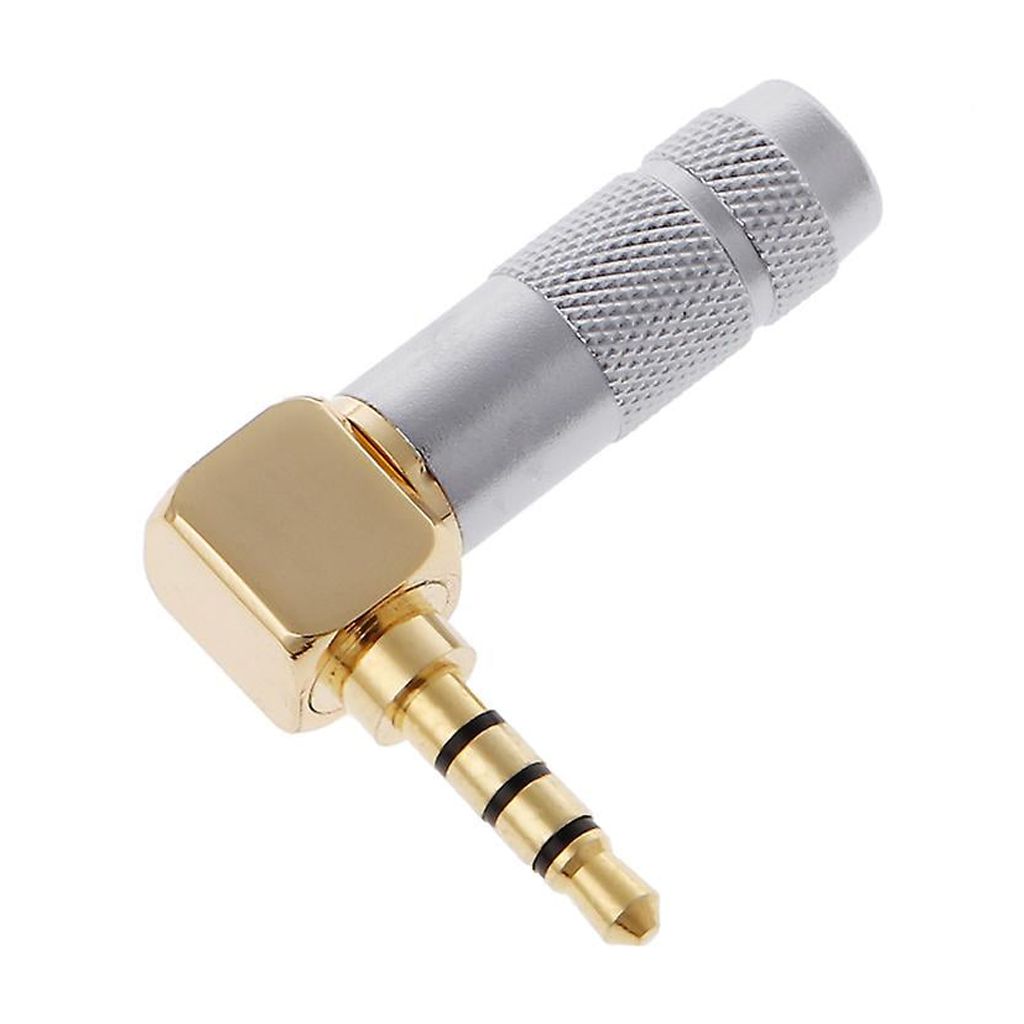 Brass Stereo 3.5mm 4 Pole 90 Degree Repair Headphone Jack Plug Cable ...