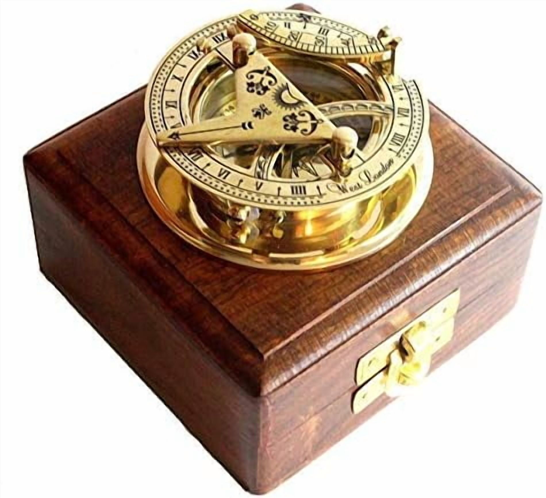 Brass Sundial Compass -Solid Brass Pocket Sundial - West London with ...