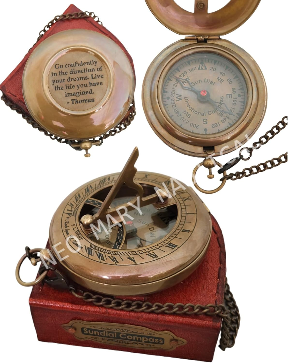 Brass Sundial - Push Open Compass -Thoreau's Go Confidently Steampunk ...