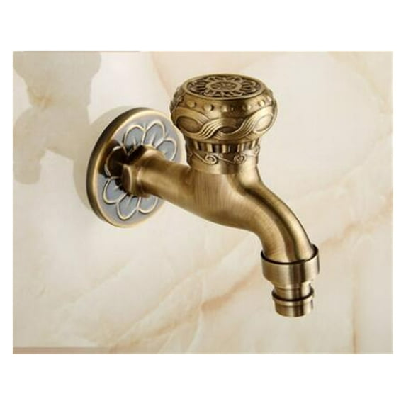 Brass Tap Faucet Garden Bibcocks Antique Brass Dragon Carved Washing ...