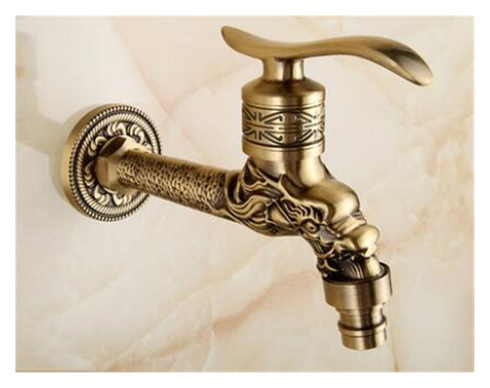 Brass Tap Faucet Garden Bibcocks Antique Brass Dragon Carved Washing ...