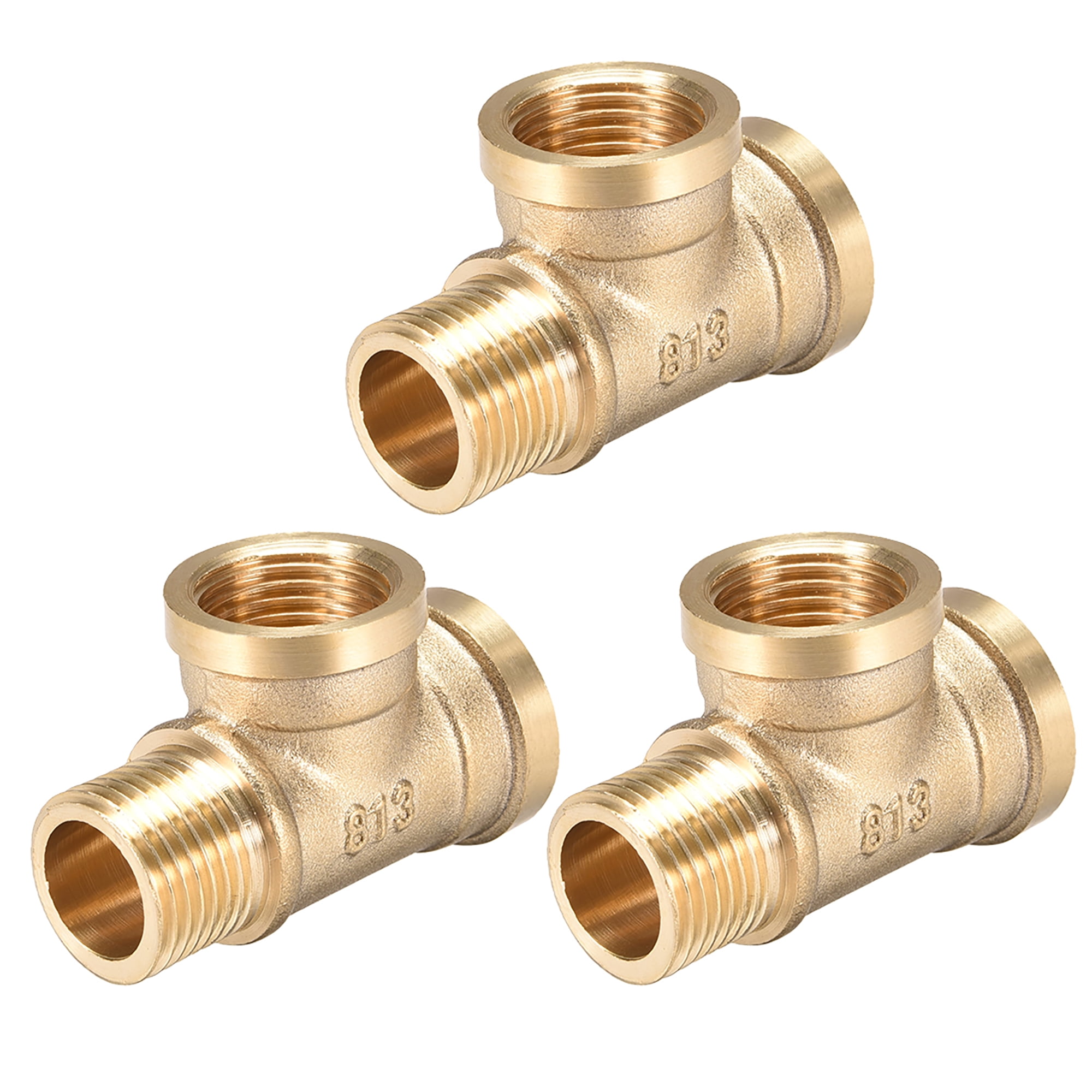Brass Tee Pipe Fitting,G1/2 Male x G1/2 Female x G1/2 Female,T Shaped ...
