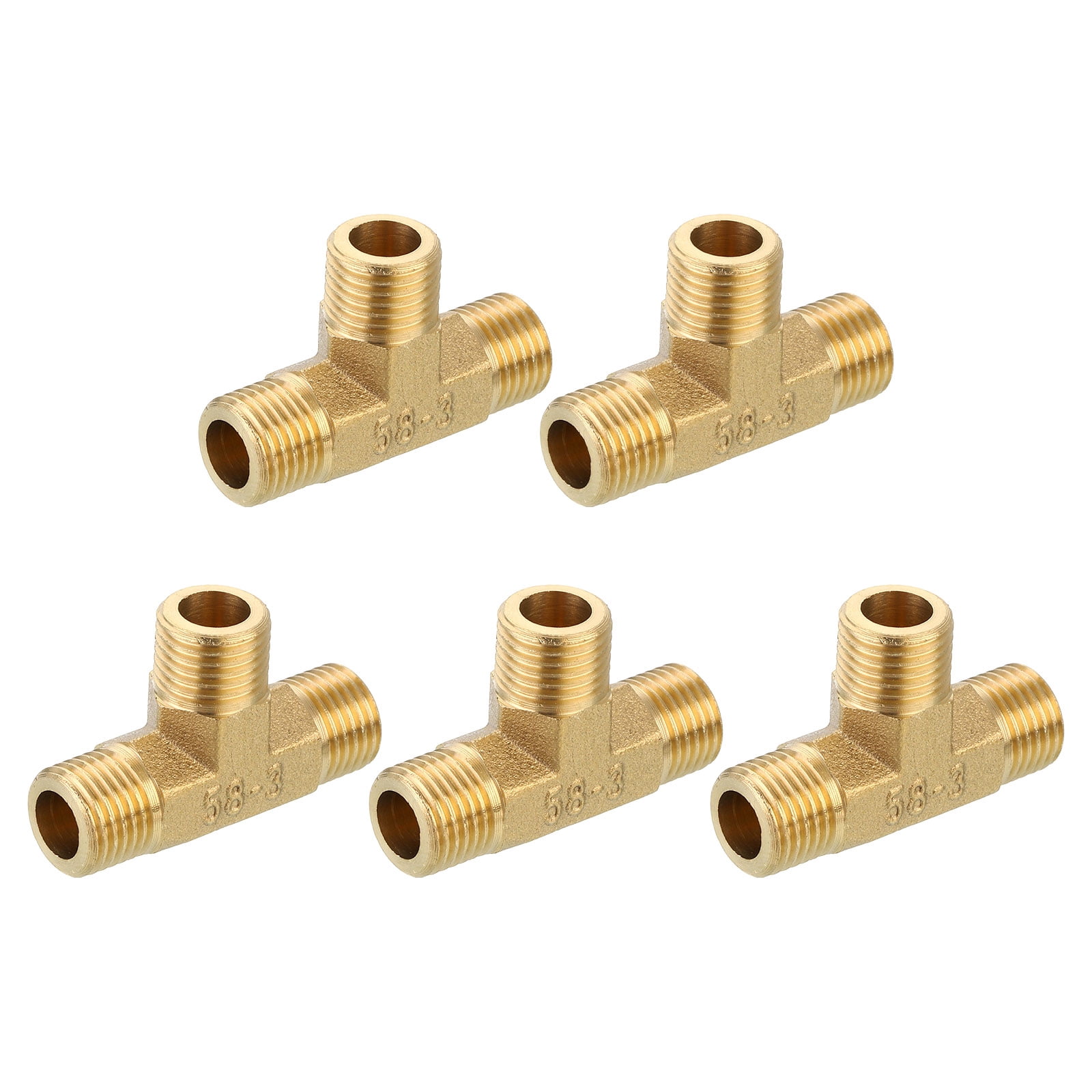 Brass Tee Pipe Fitting, G1/4" 3 Way T-Connector Coupler Adapter, 5pack ...