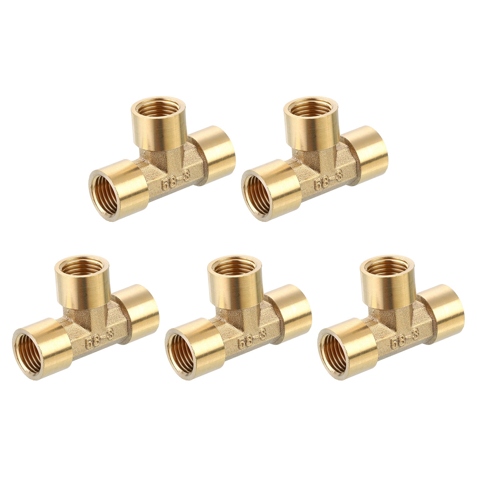 Brass Tee Pipe Fitting, G1/4" x G1/4" x G1/4" 3 Way T-Connector, 5pack ...