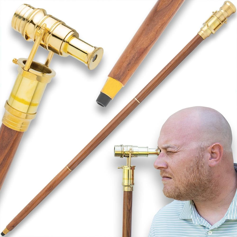 Brass Telescope and Walking Stick | Functional Brass Telescope Hidden ...