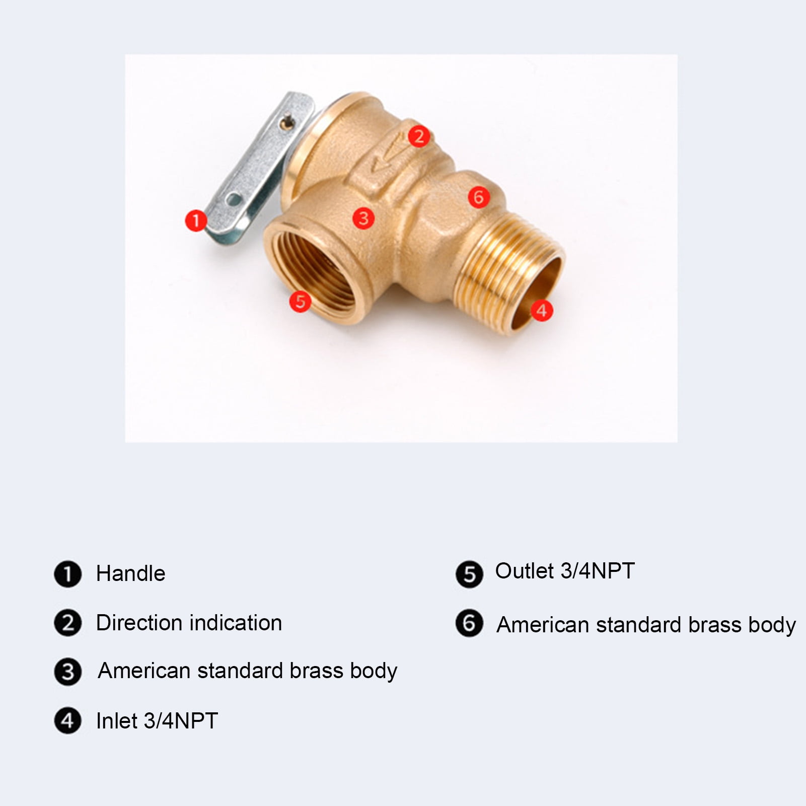 Brass Temp Pressure Relief Valve, 3/4" NPT, 150PSI, Safe for Water ...