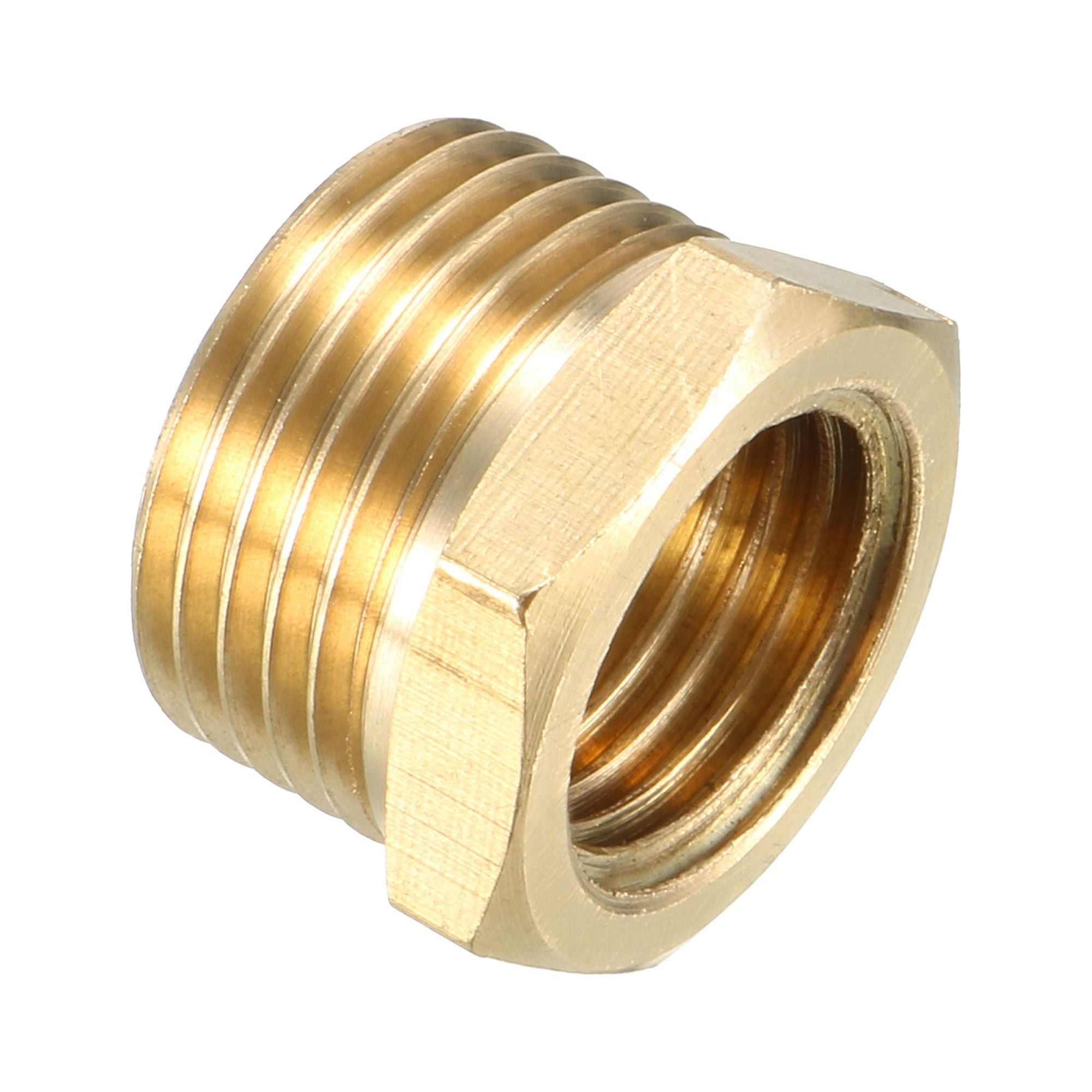 Brass Threaded Pipe Fitting 3/8PT Male x 1/4PT Female Hex Bushing ...