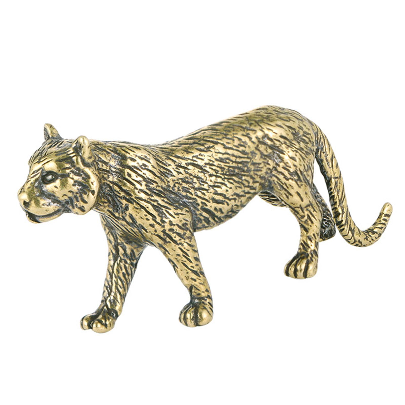 Brass Tiger Figurine Vintage Lifelike Unique Mini Animal Sculpture Arts ...
