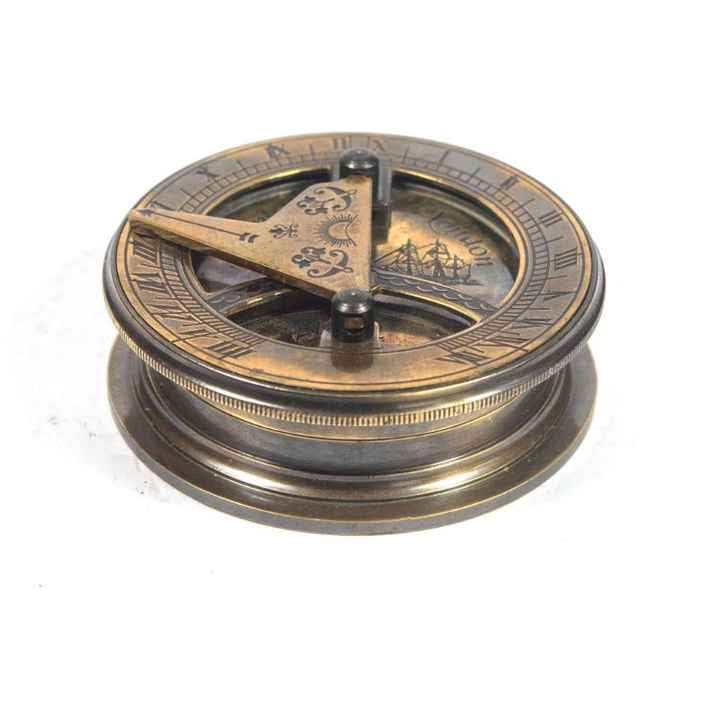 Brass Titanic Compass With Folding Sundial Screw on Lid Hexagon Base ...