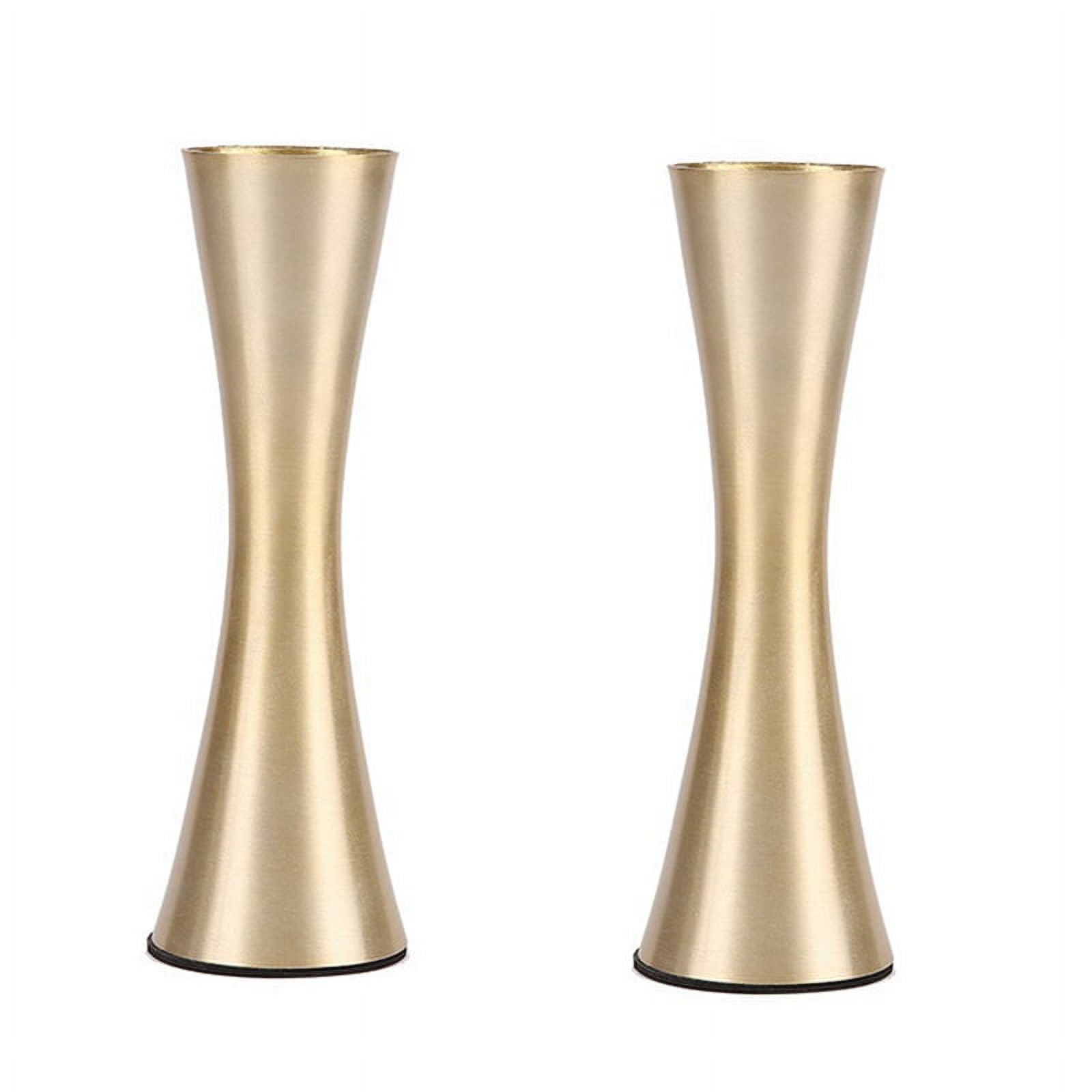 Brass-Toned Metal Vase Small Flower Vase 2 Modern Decorative Vase Decor ...