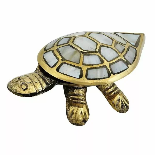 Brass Turtle Secret Trinket Box Handmade Tortoise Mother Ashtray For ...
