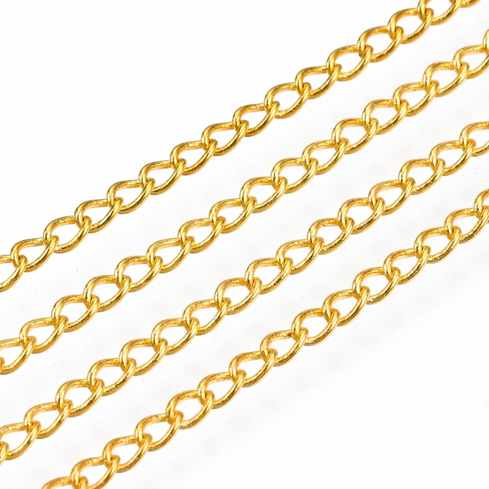 Brass Twisted Chains Curb Chains Soldered with Spool Golden 3x2x0.45mm ...