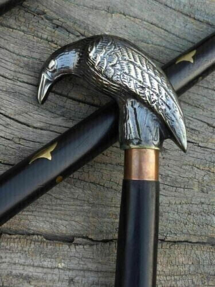 Brass Vintage Walking Stick Raven Handle Nautical Victorian Brass ...