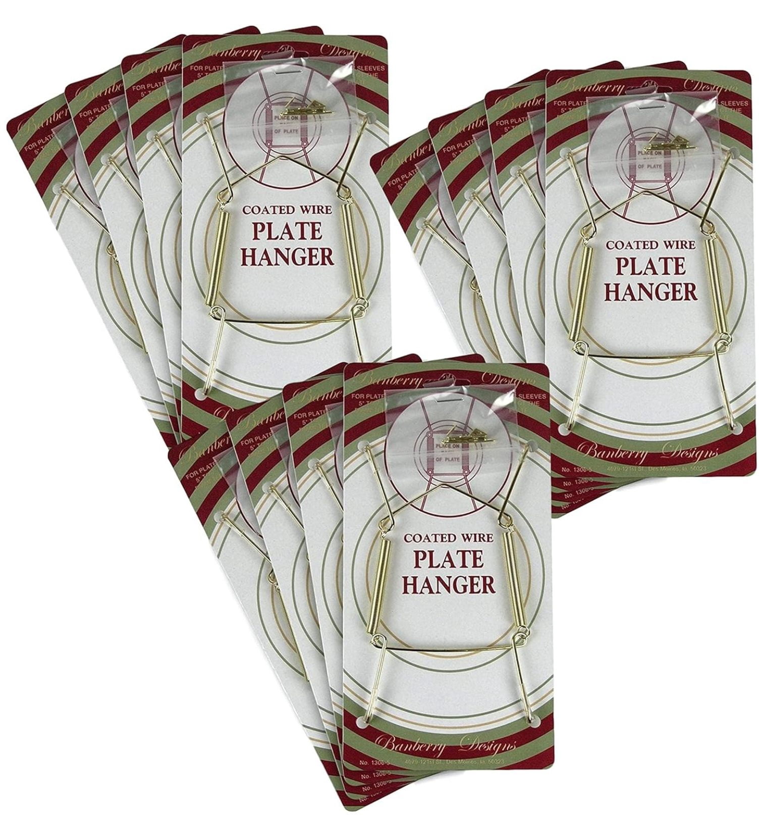 Brass Vinyl Coated Plate Hanger 5 to 7 Inch Plates - Set of 12 ...