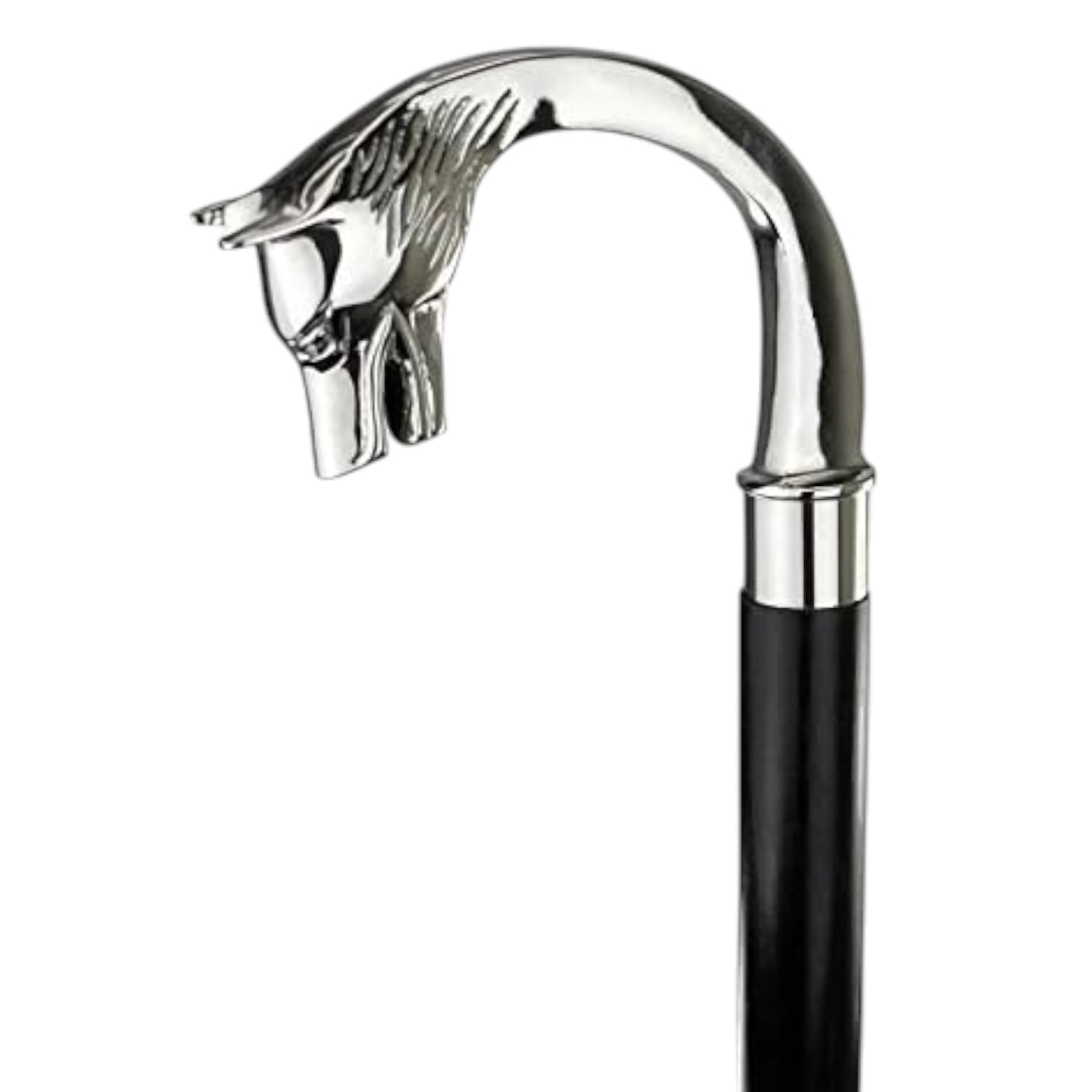 “Brass Walking Cane – Black Wooden Stick with Silver Handle, Victorian ...