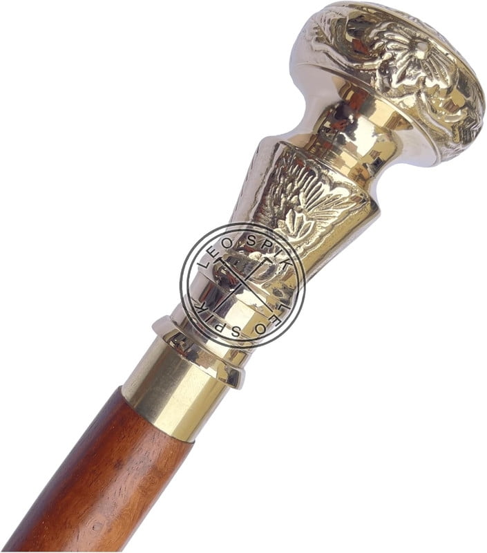 Brass Walking Cane Wooden Walking Stick for Men and Women, Fancy ...