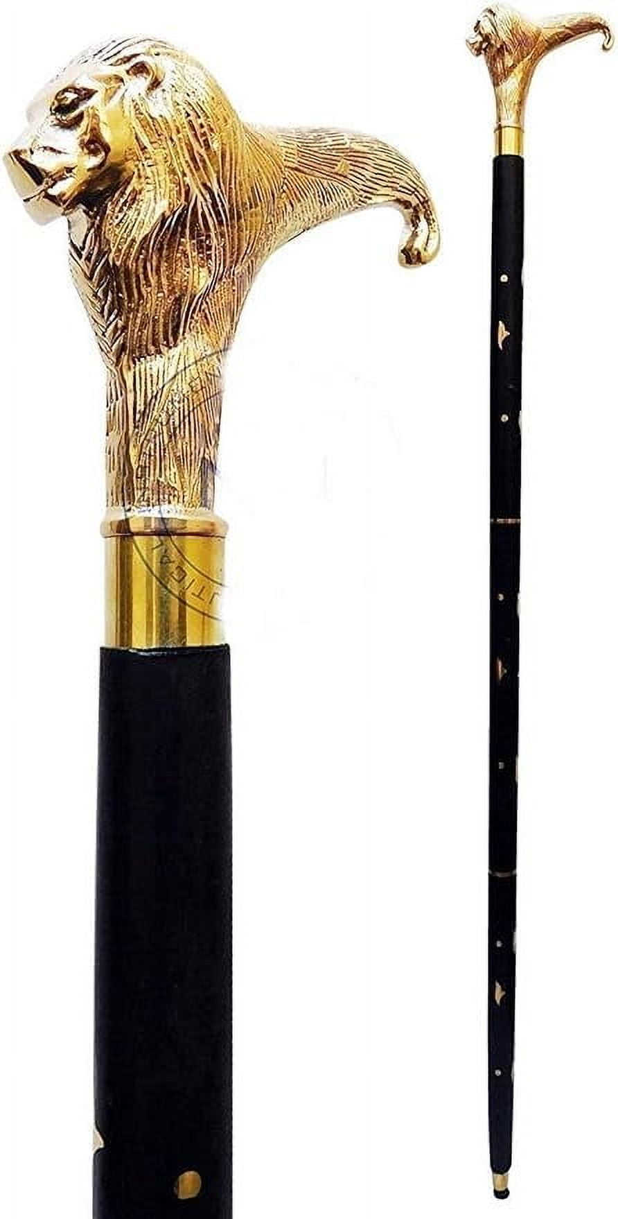 Brass Walking Cane Wooden Walking Stick for Men and Women, Fancy ...