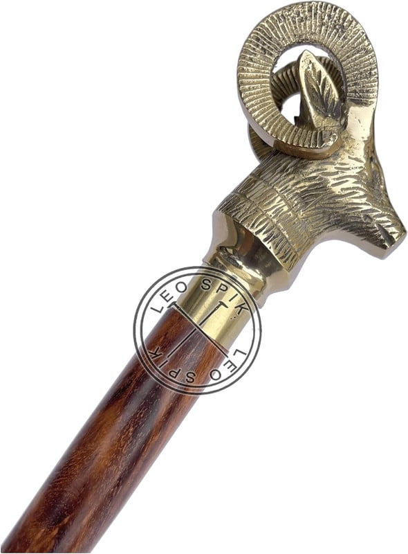 Brass Walking Cane Wooden Walking Stick for Men and Women, Fancy ...