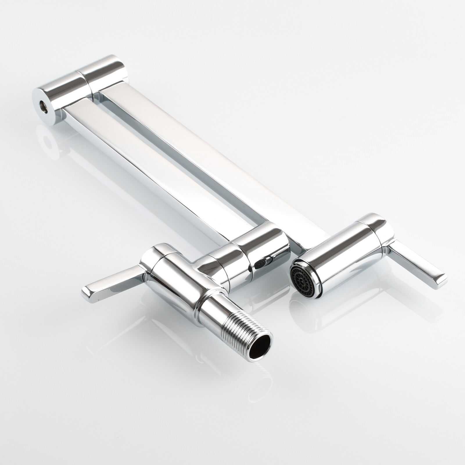 Brass Wall Mounted Foldable Faucet Double Handles Fuacet Cold Water ...