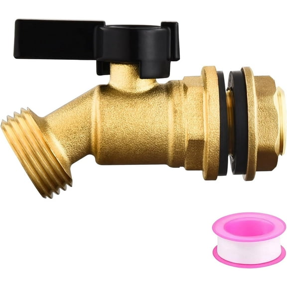 PLUMYHG-Brass Water Container/Rain Barrel Spigot 3/4" Threaded Quarter ...
