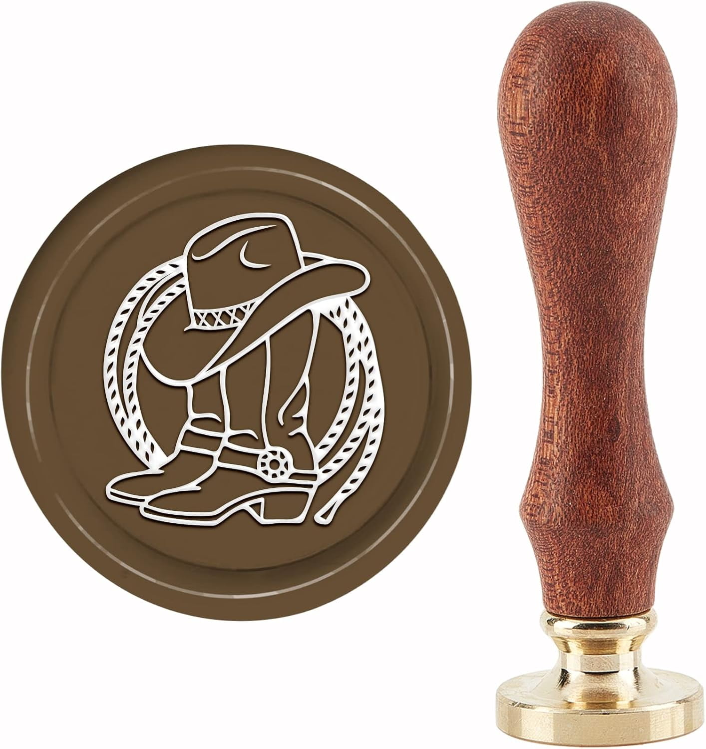 Brass Wax Seal Stamp with Handle for DIY Scrapbooking Hat Pattern 3.5x1 ...