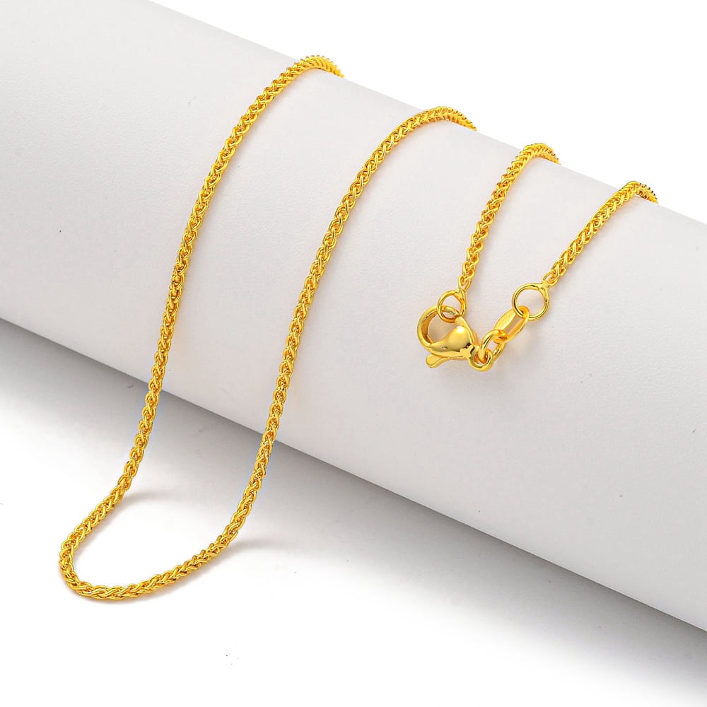 Brass Wheat Chain Necklaces for Women Real 24K Gold Plated 18 inch(45 ...