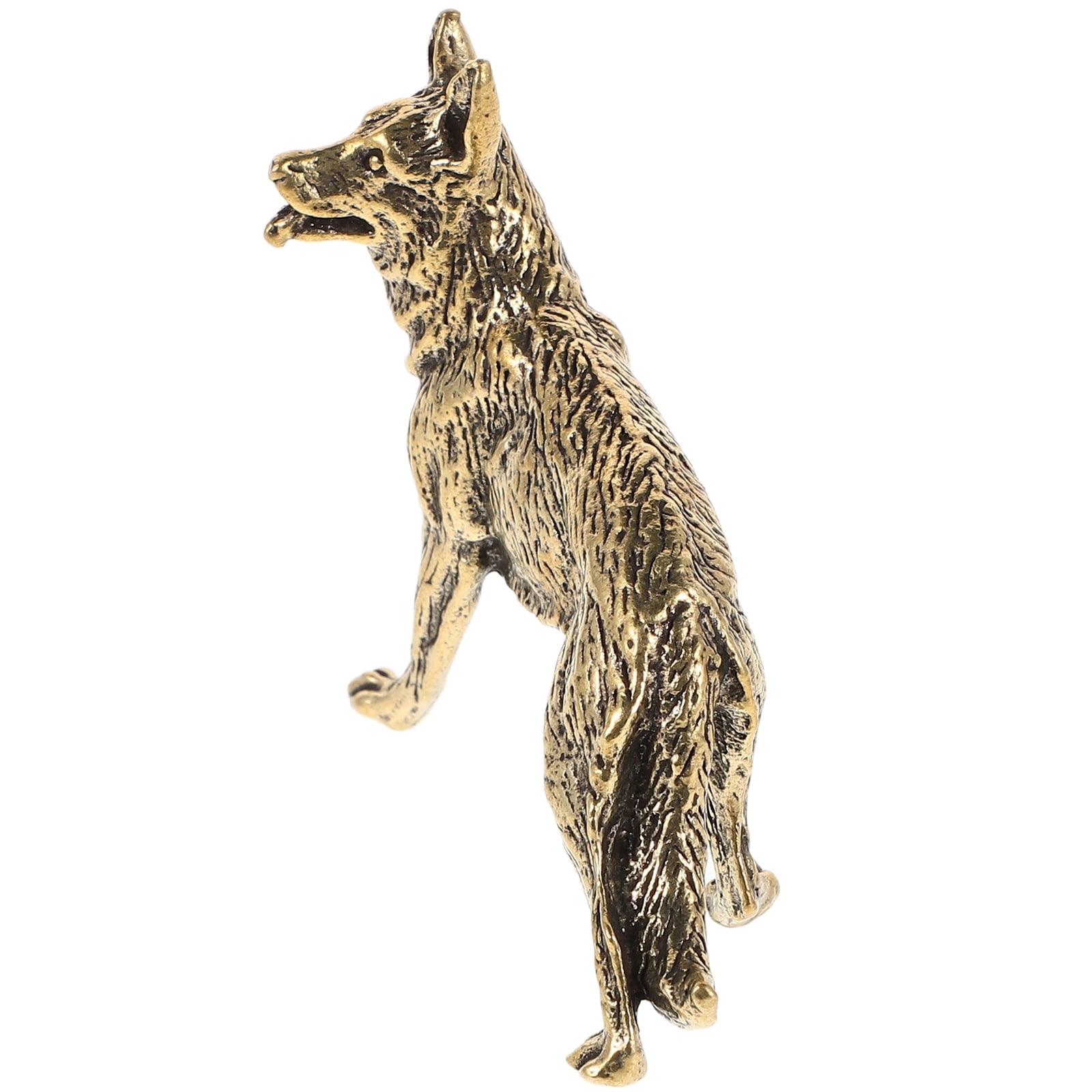 Brass Wolf Sculpture Miniature Dog Figurine Feng Shui Chinese Zodiac ...