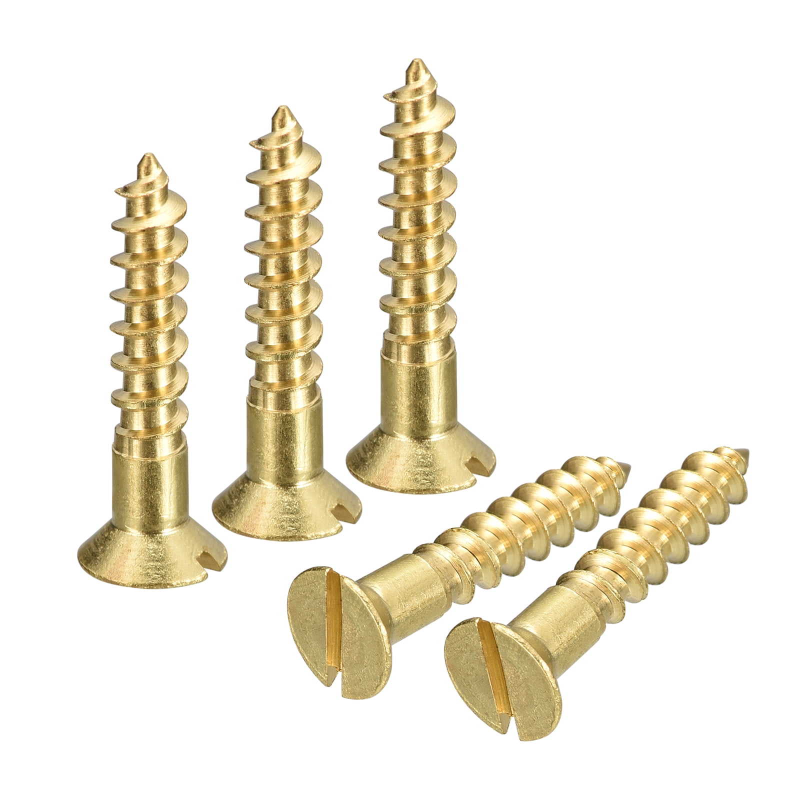 Brass Wood Screws, 10Pcs M4.5 x 25mm Slotted Drive Flat Head Self ...