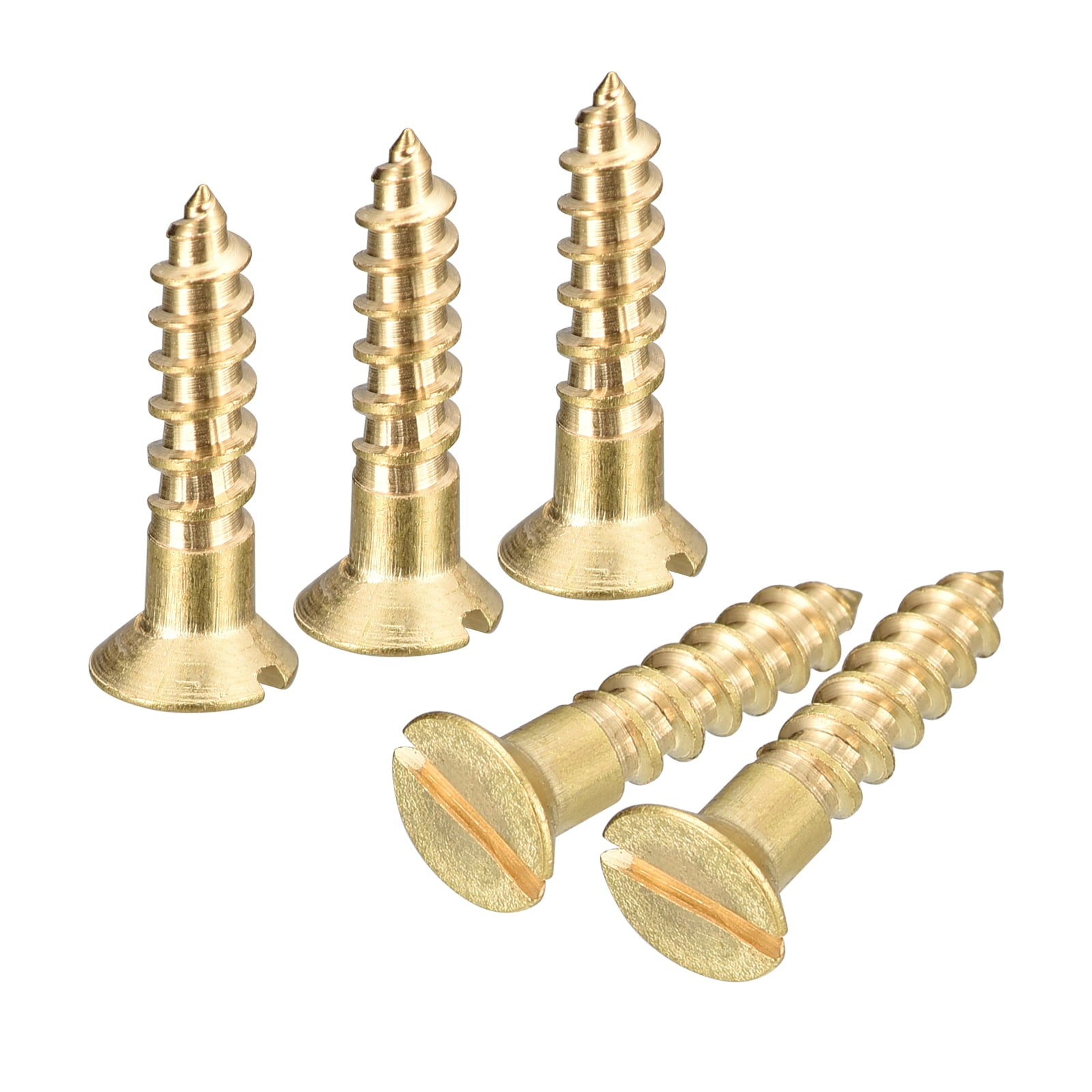 Brass Wood Screws, 25Pcs M3.5 x 16mm Slotted Drive Flat Head Self ...