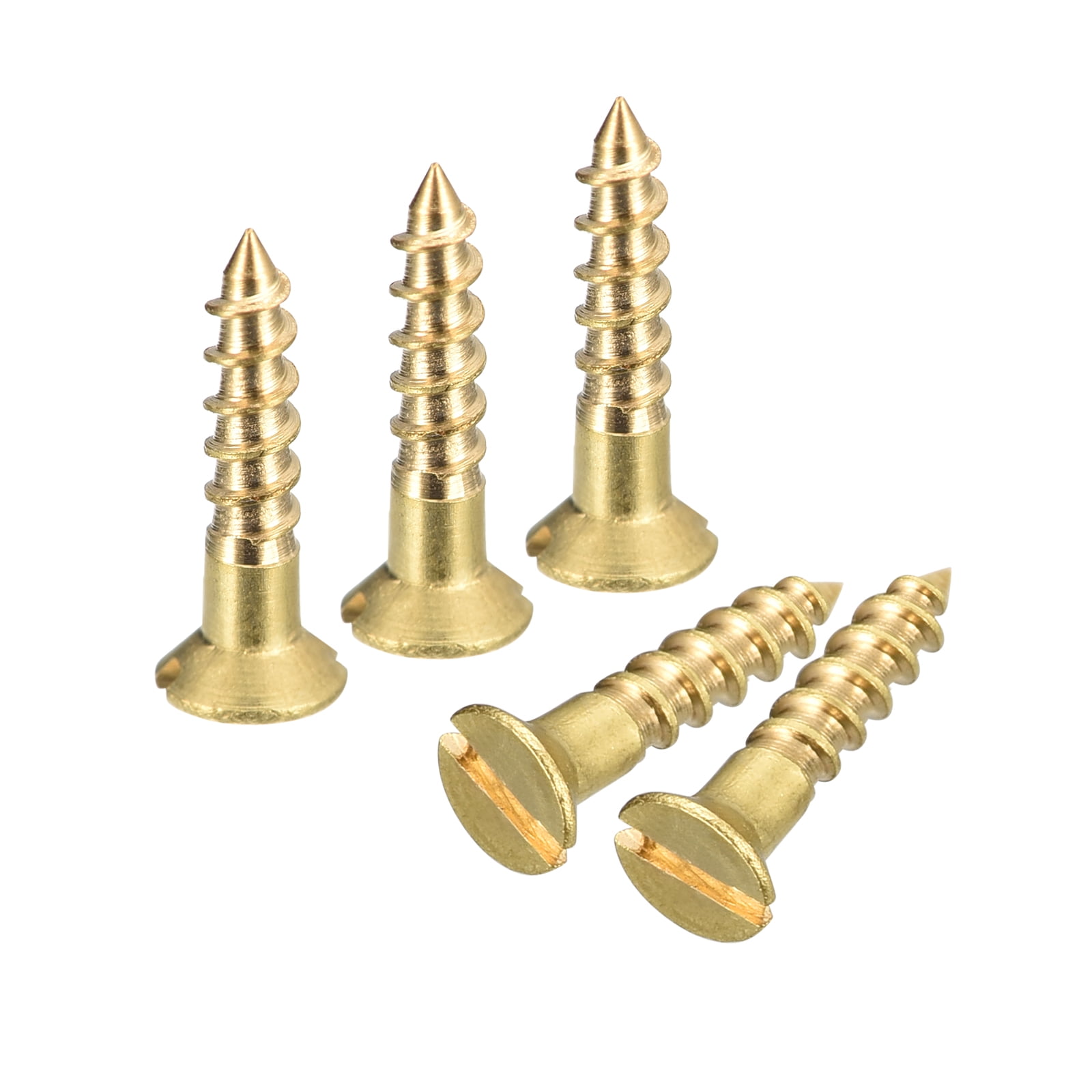 Brass Wood Screws, 45Pcs M2.5 x 12mm Slotted Drive Flat Head Self ...