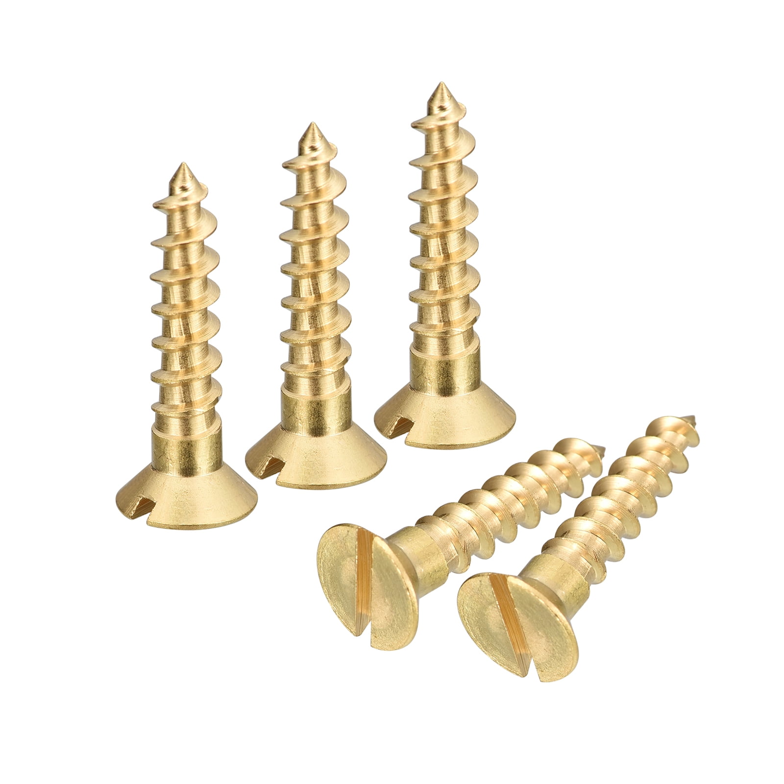 Brass Wood Screws, 8Pcs M5 x 25mm Slotted Drive Flat Head Self Tapping Screw Countersunk for ...
