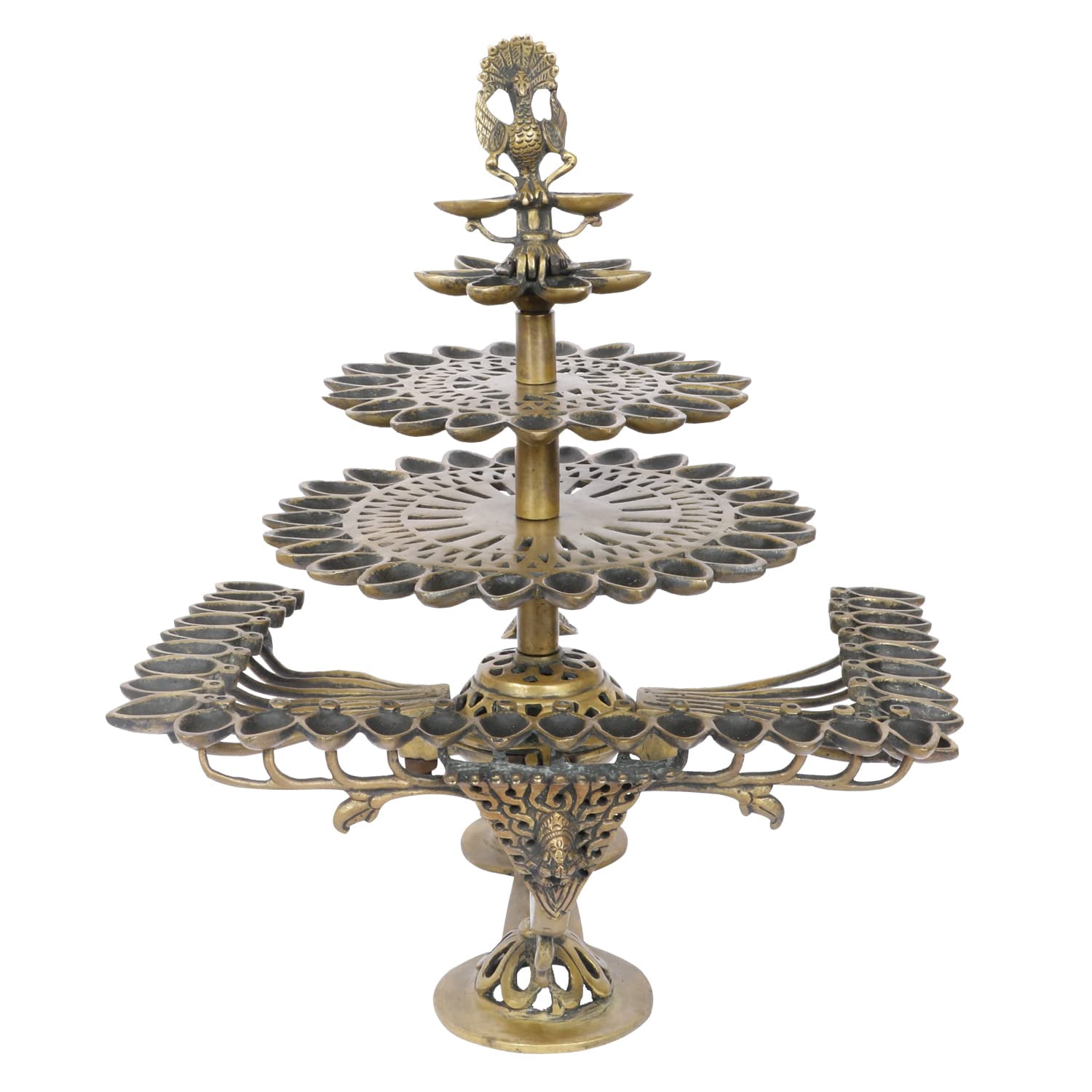 Brass World Brass 84 Chaurasi Diya Aarti Puja Big Size Eightyfour Oil ...