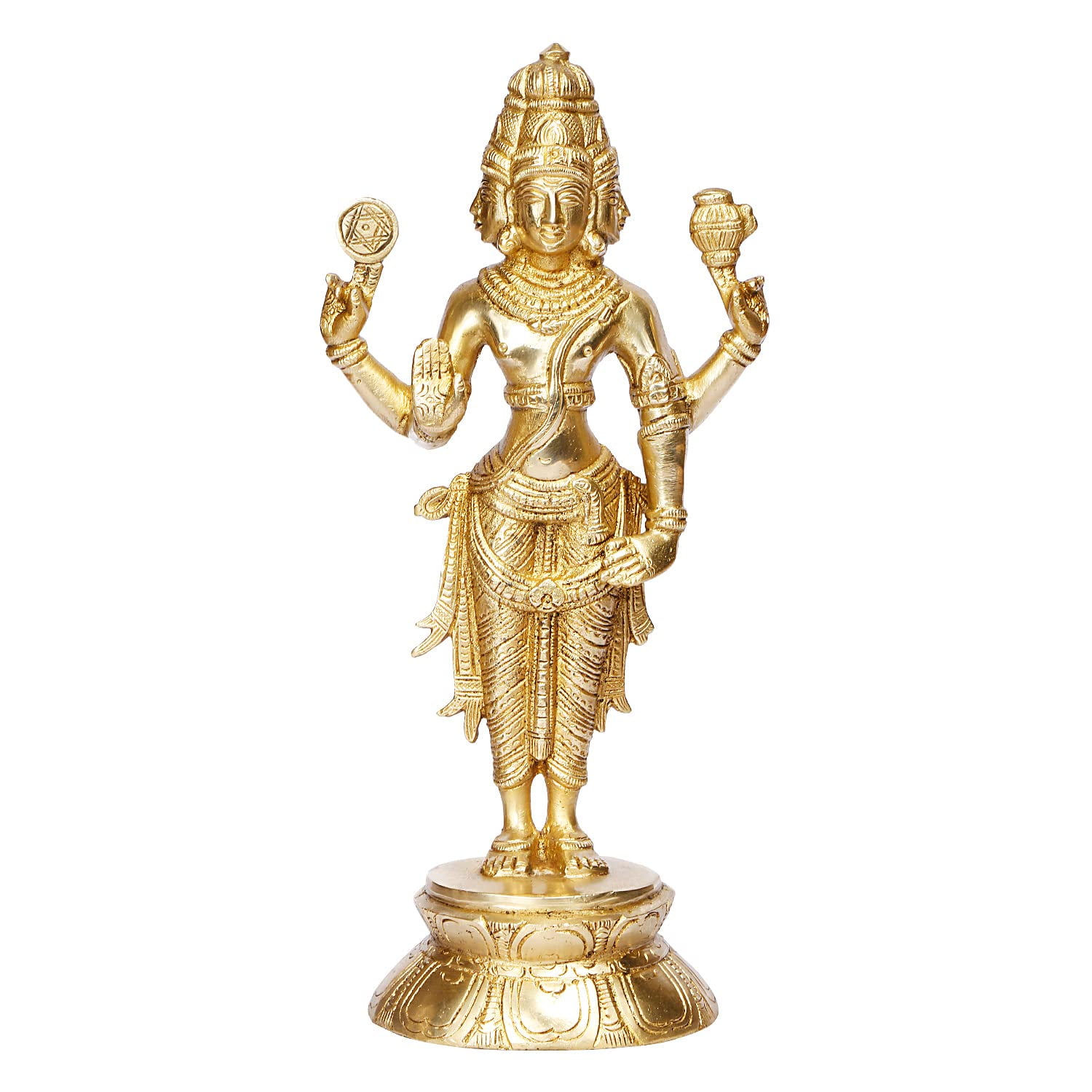 Brass World Brass Brahma The Creator with Four Heads and Hands in ...