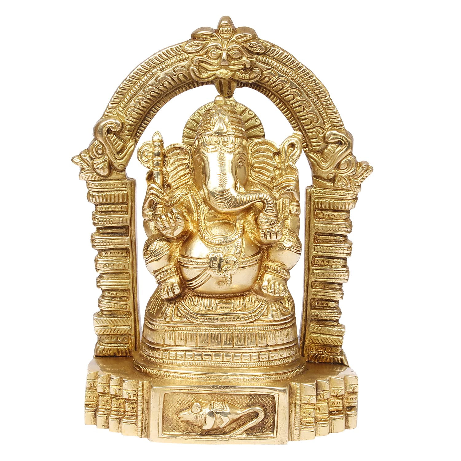 Brass World Brass Ganesha Idol Ganesh Bhagwan Sitting on Singhasana ...