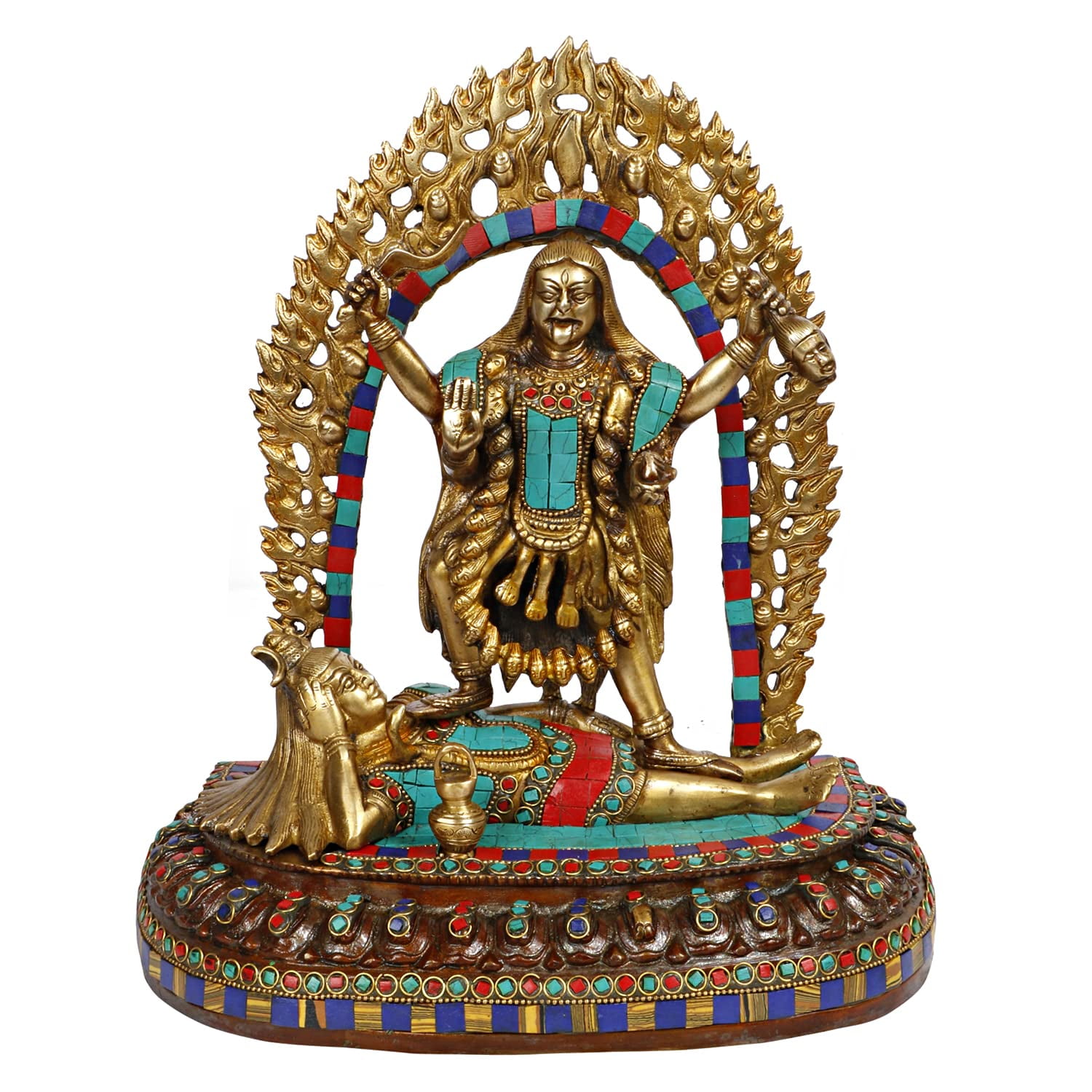 Brass World Brass Kali MATA Murti Goddess Maha Kaali with Shiva Idol ...